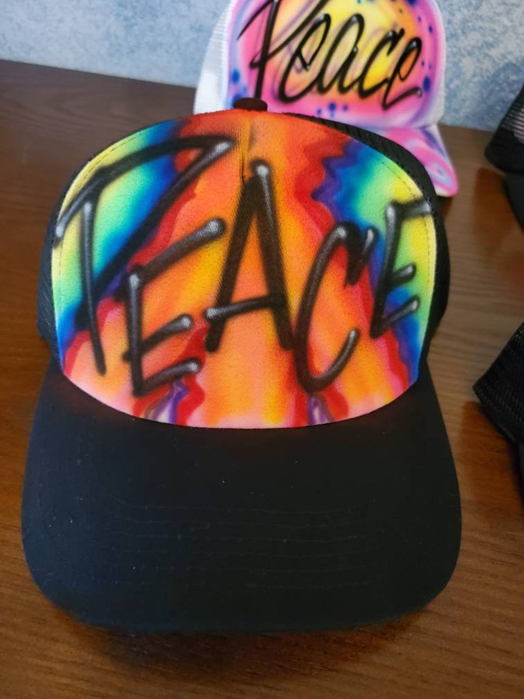 Peace Hat, Peace Love Hat, Peace Sign Hat, Graffiti Hat, Airbrush ...