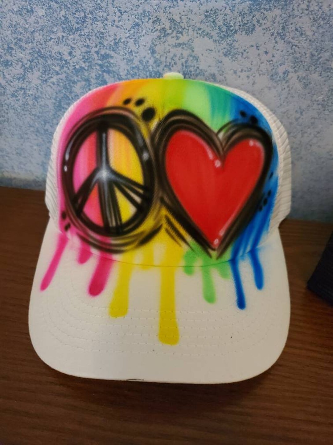 Peace Hat, Peace Love Hat, Peace Sign Hat, Graffiti Hat, Airbrush ...