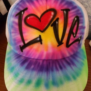 Heart Love Hat, Love Hat, Graffiti Hat, Airbrush Trucker Cap, Custom ...