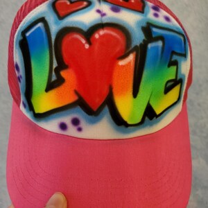 Heart Love Hat, Love Hat, Graffiti Hat, Airbrush Trucker Cap, Custom ...