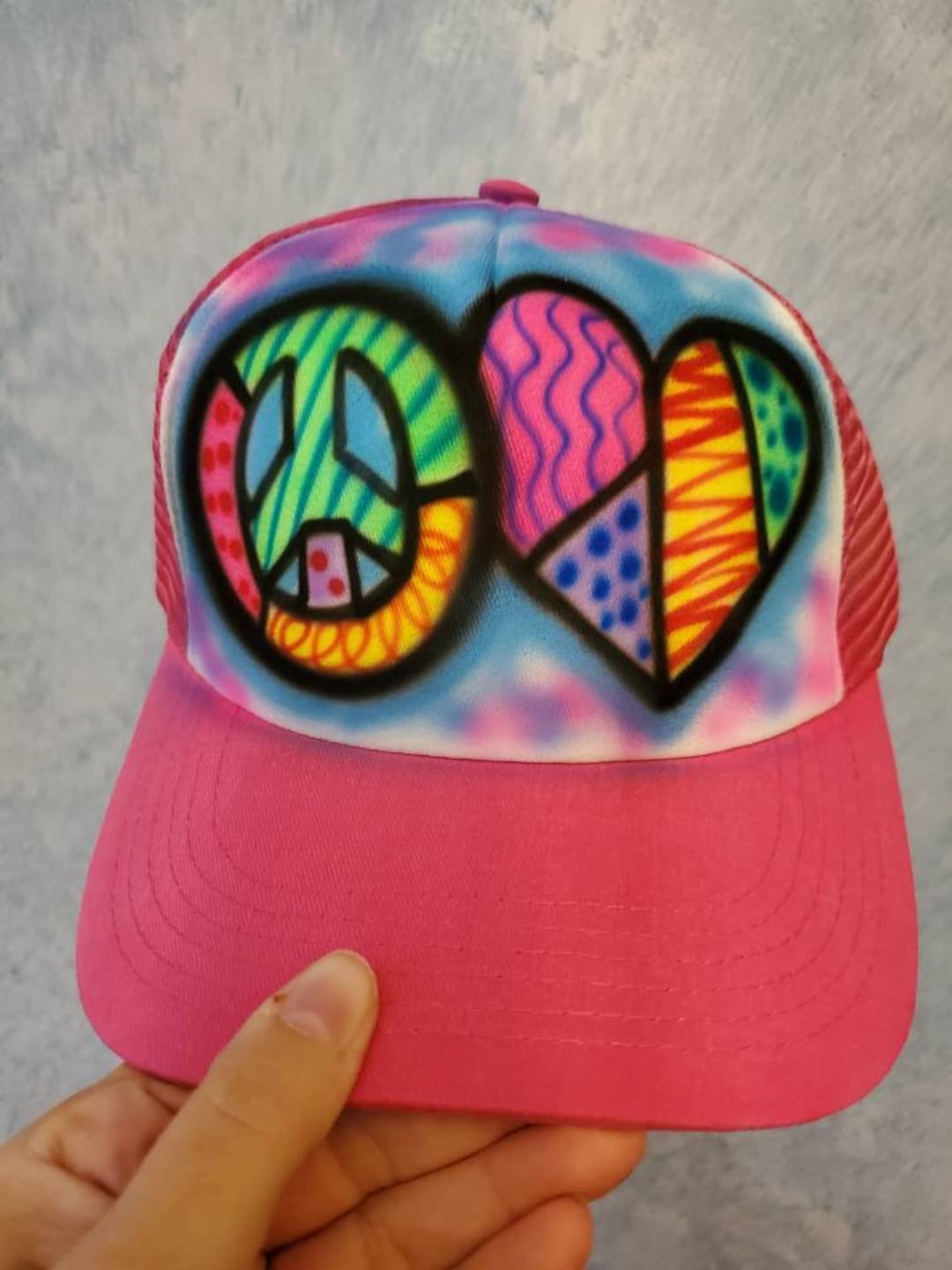 Peace Hat, Peace Love Hat, Peace Sign Hat, Graffiti Hat, Airbrush ...