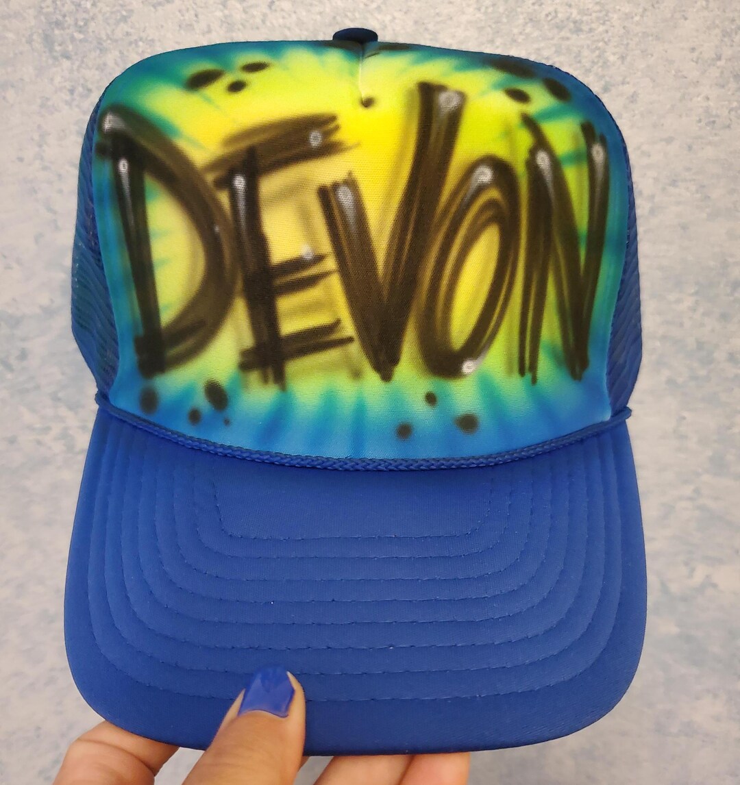 Scratch Style Graffiti Hat, Airbrush Trucker, Custom Hat, Personalized ...