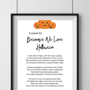 A Poem for a Friend Who Loves Halloween - Download and Edit - Etsy