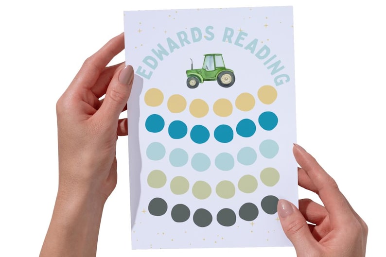 Personalised Reading Chart for Boys, Tractor Reading Tracker, Kids Book Chart With 30 Ticks ...