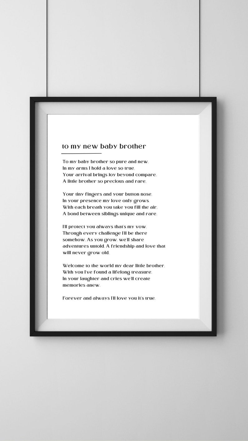 Poem From Sister to Brother - Poem for New Baby Brother - Gift for New ...