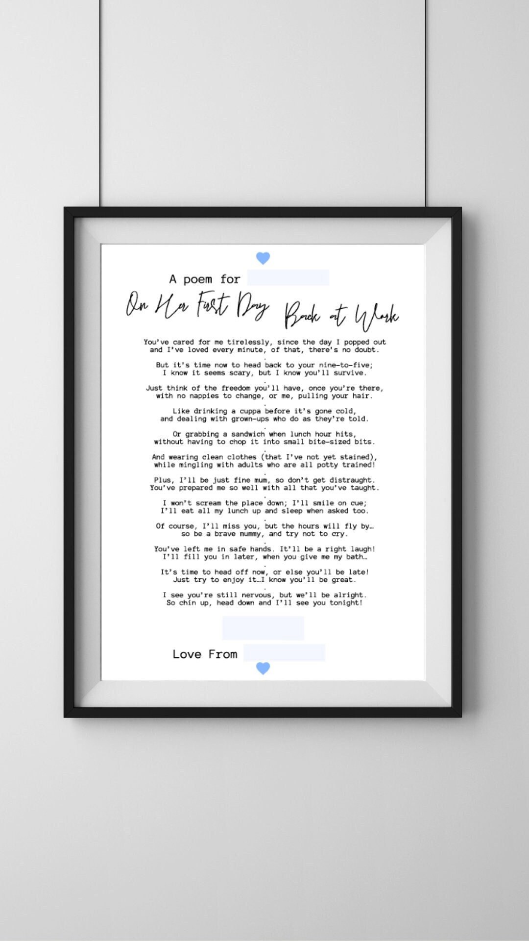 GIFT - Return to Work - End of Maternity - Digital Download - BLUE - Etsy