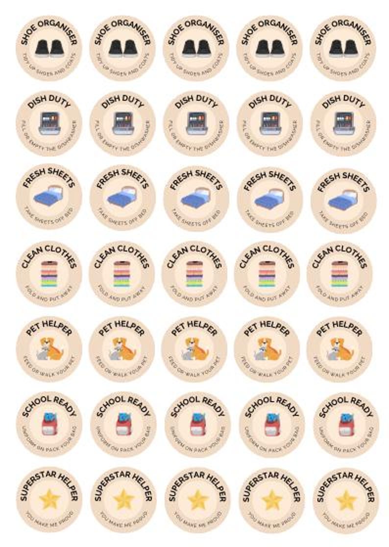 Kids Chore and Reward Stickers Printable | A4 Digital Download for ...