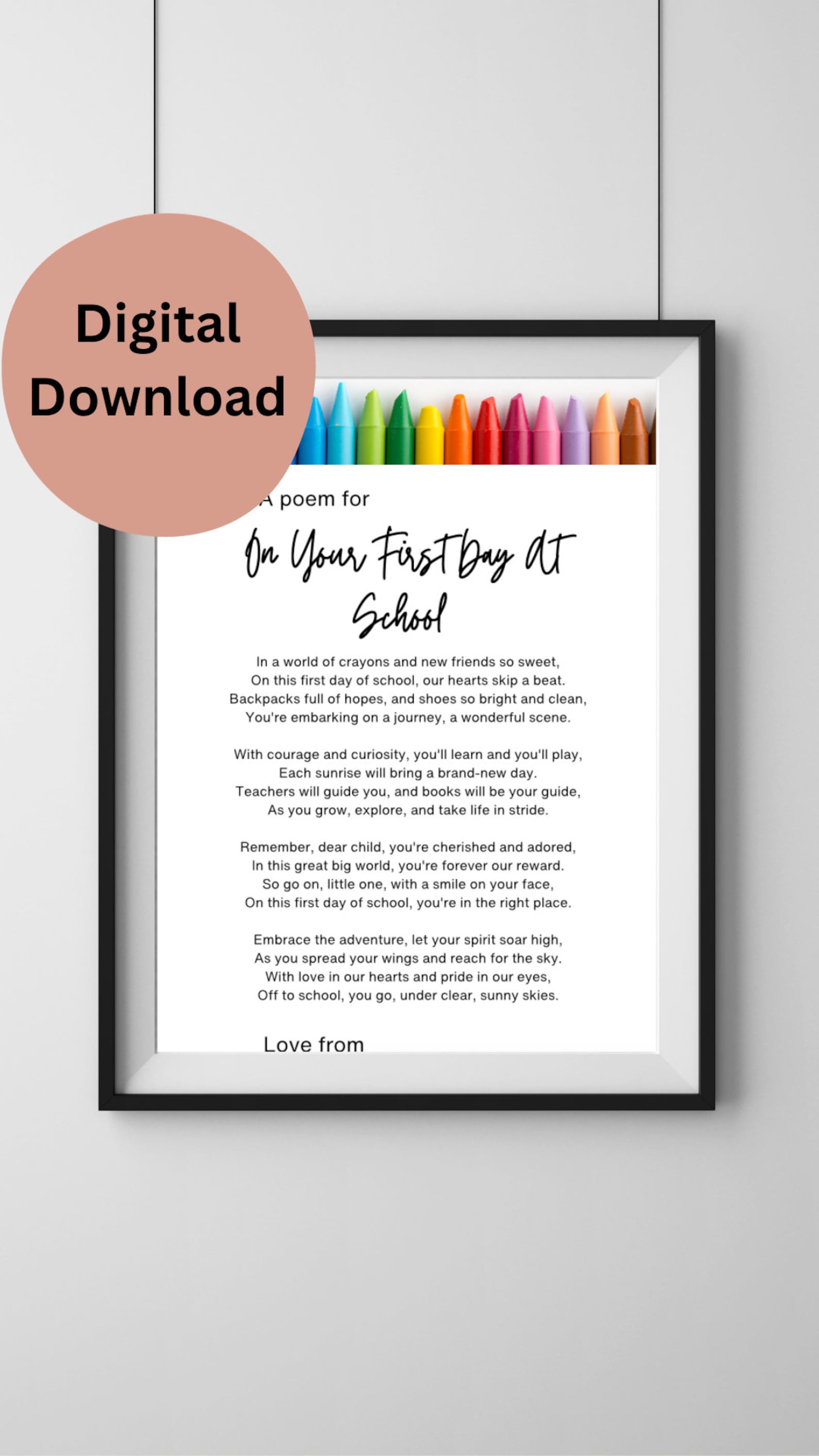 Personalized First Day at School Poem - Instant Downloadable Poem - Etsy