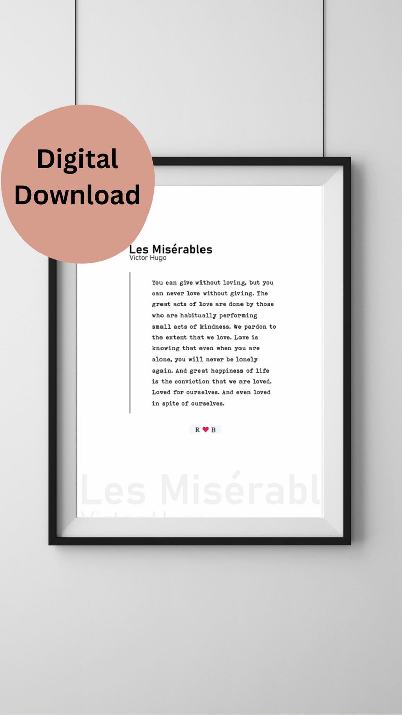 Les Miserables Victor Hugo -downloadable Poem - Etsy