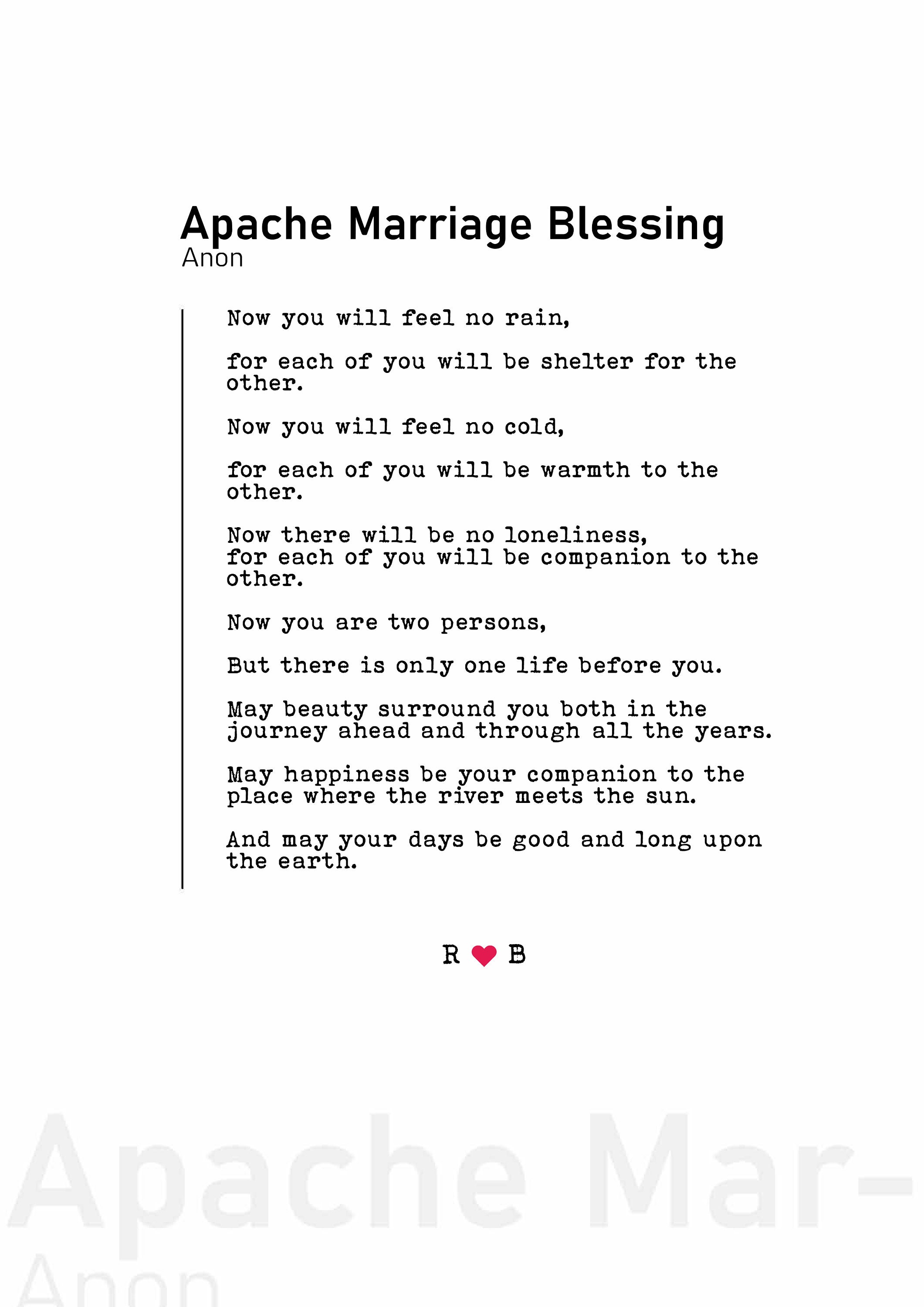Apache Marriage Blessing - Anon - Etsy