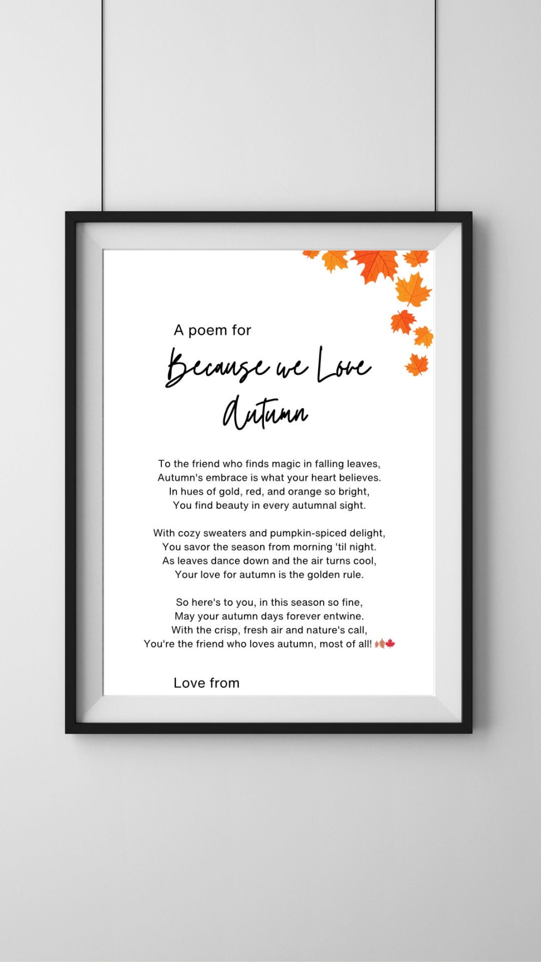 A Poem for a Friend Who LOVES Autumn! - Download Today & Customise - Etsy