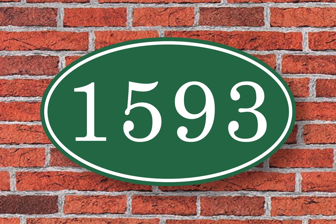 Custom Oval House Number Sign Green Aluminum 12"w X 7"h, Personalized ...