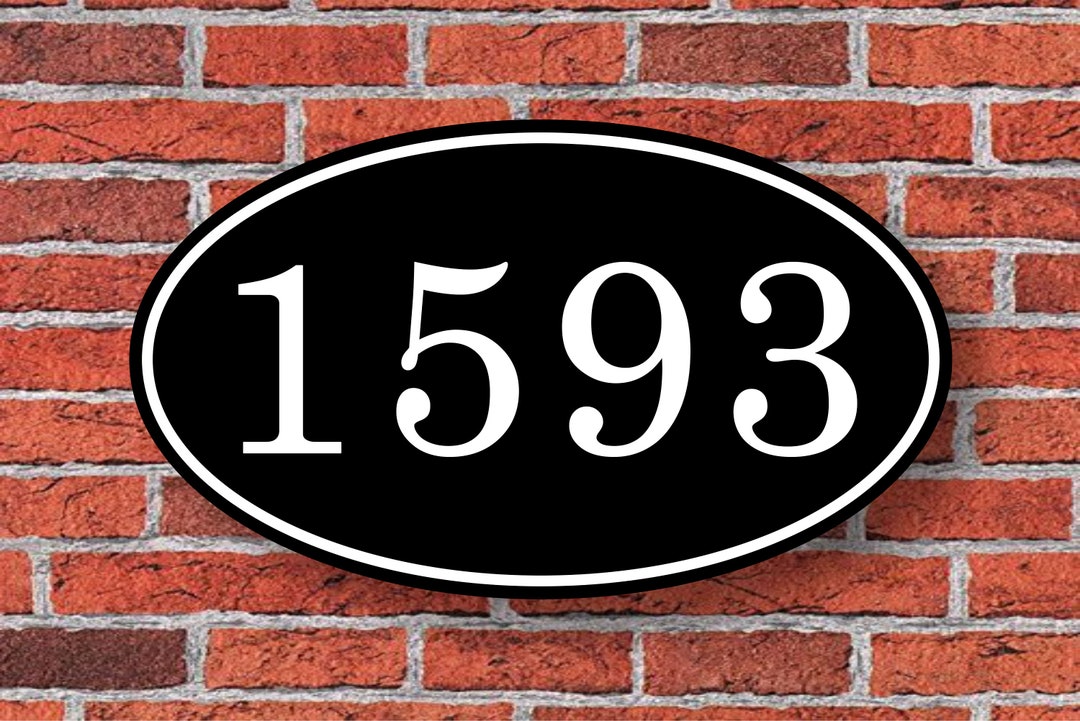 Custom Oval Address Sign Black Aluminum 12"w X 7"h, Personalized House ...