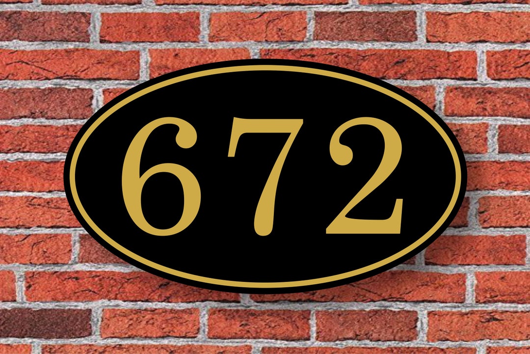 Custom Oval Address Sign Gold Letters Aluminum 12"w X 7"h, Personalized ...