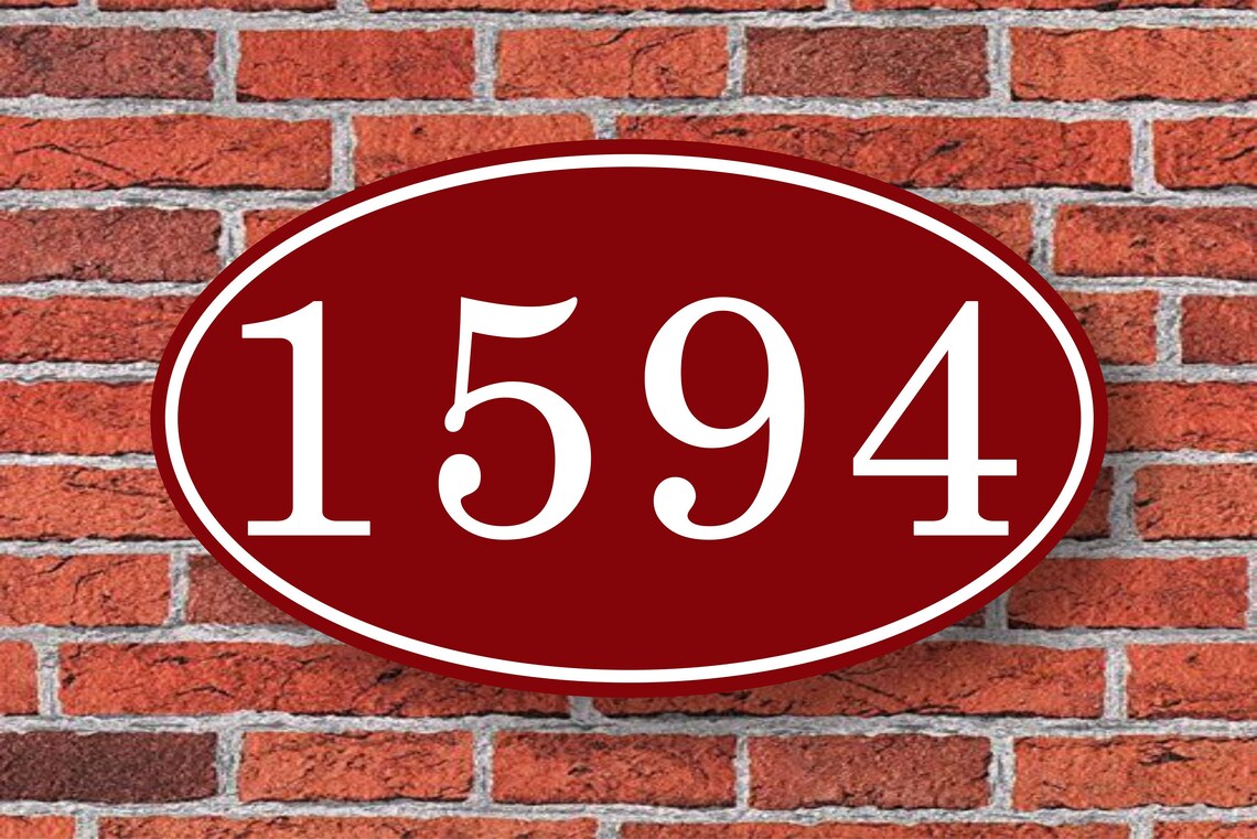 Custom Oval Address Sign Red Aluminum 12"w X 7"h, Personalized House ...