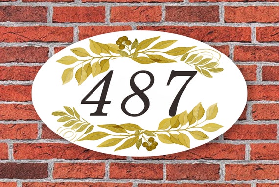Flower House Number Sign Fall Address Plaque House Numbers - Etsy