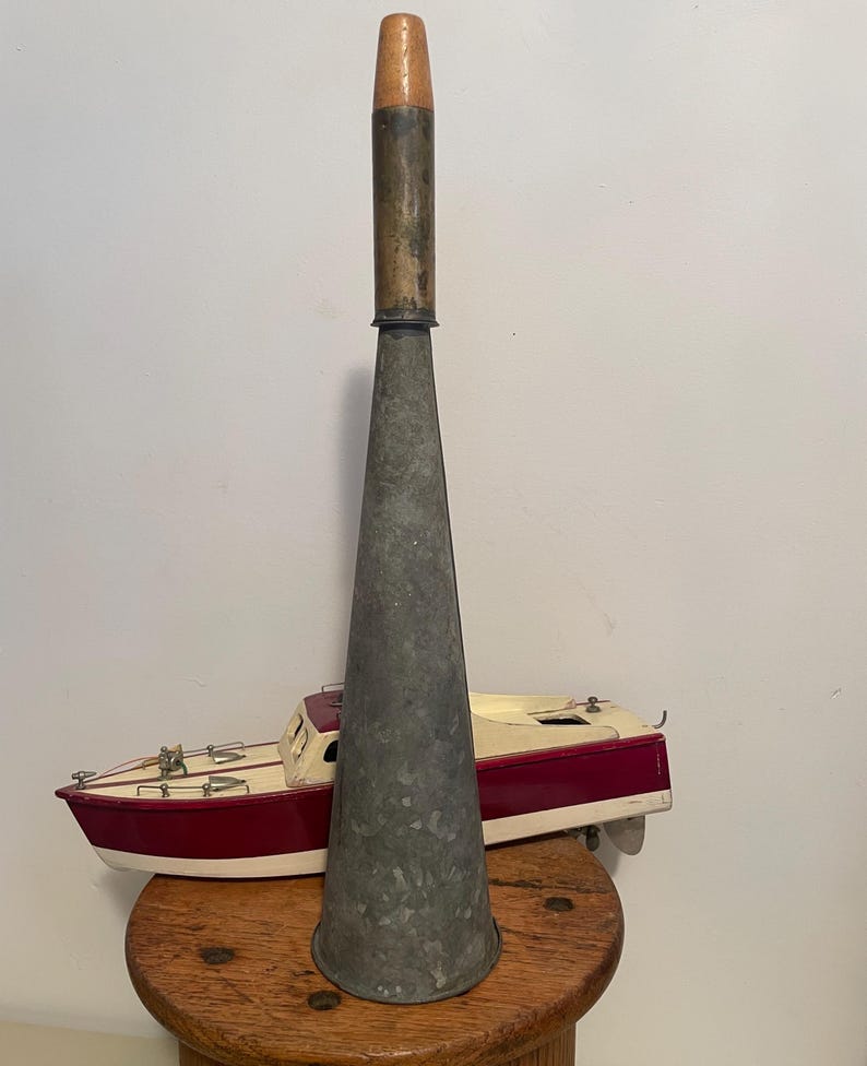 Antique Harbor Foghorn - Nautical Tin, Brass and Wood Mancave Decor ...