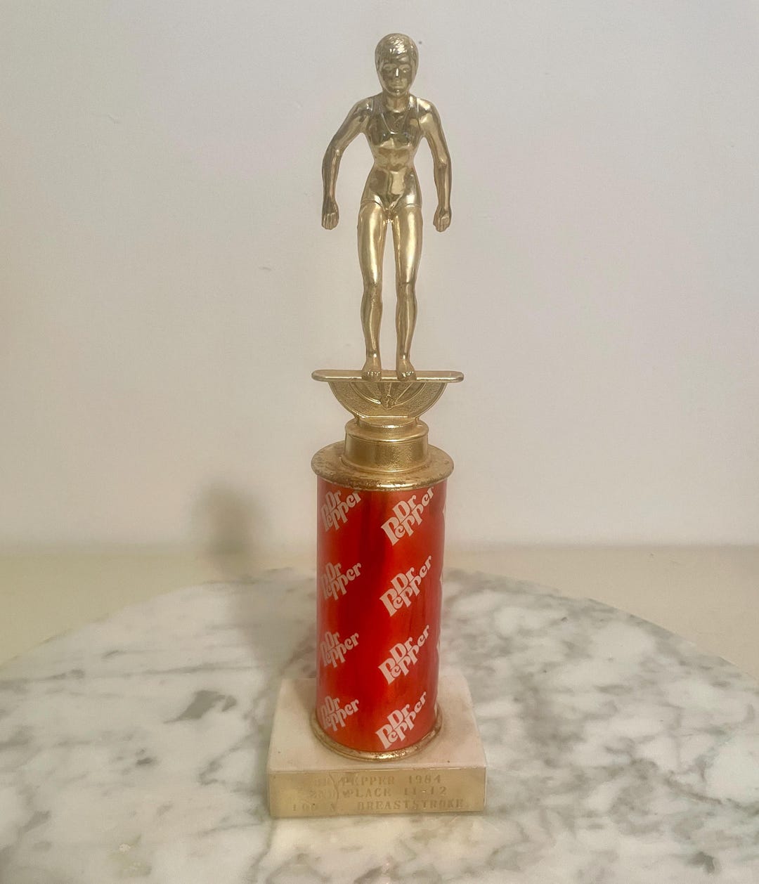 Vintage 1984 Dr Pepper Swimming Trophy - Unique Soda Collectible With ...