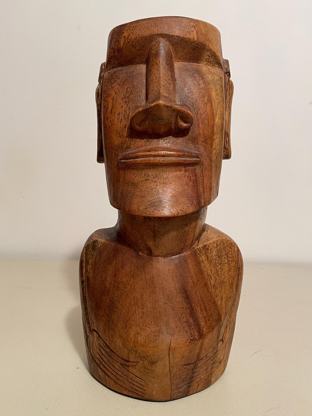 Vintage Hand Carved Moai Rapa Nui Suar Wood Figure Tiki Polynesian ...