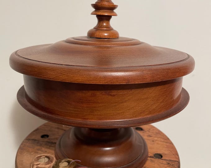 Antique Sewing Thread Caddy Turned Walnut With Pedestal & Spindle Top ...