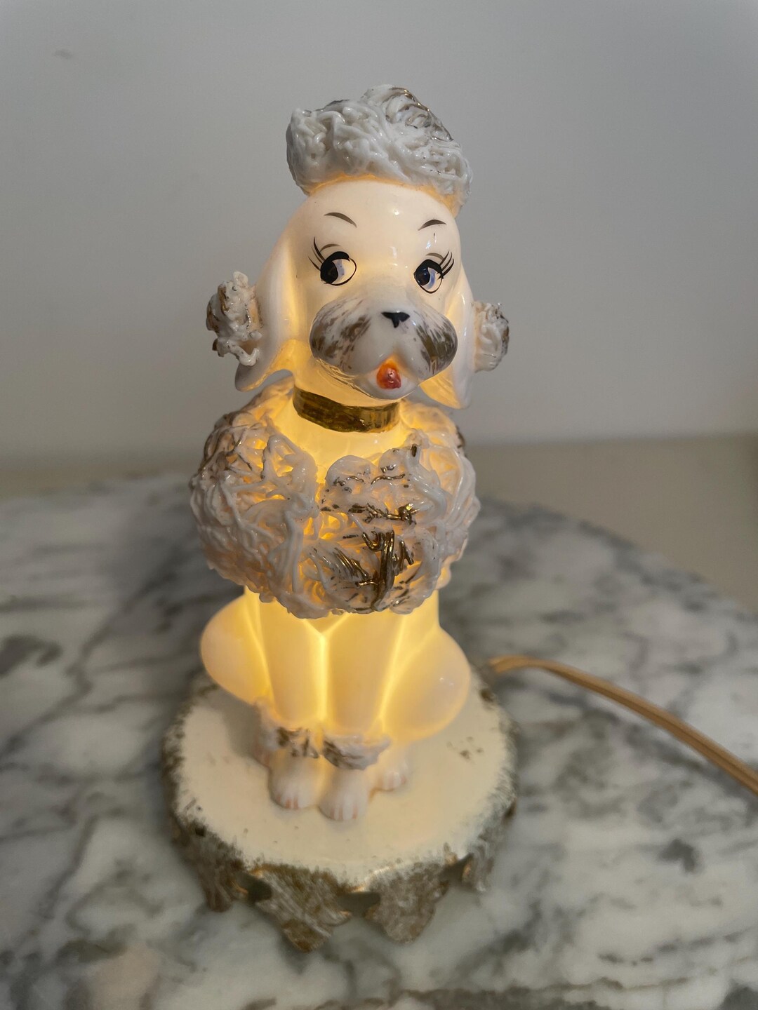 Vintage Enesco Ceramic Spaghetti Poodle Night Light Lamp - Retro Mood ...