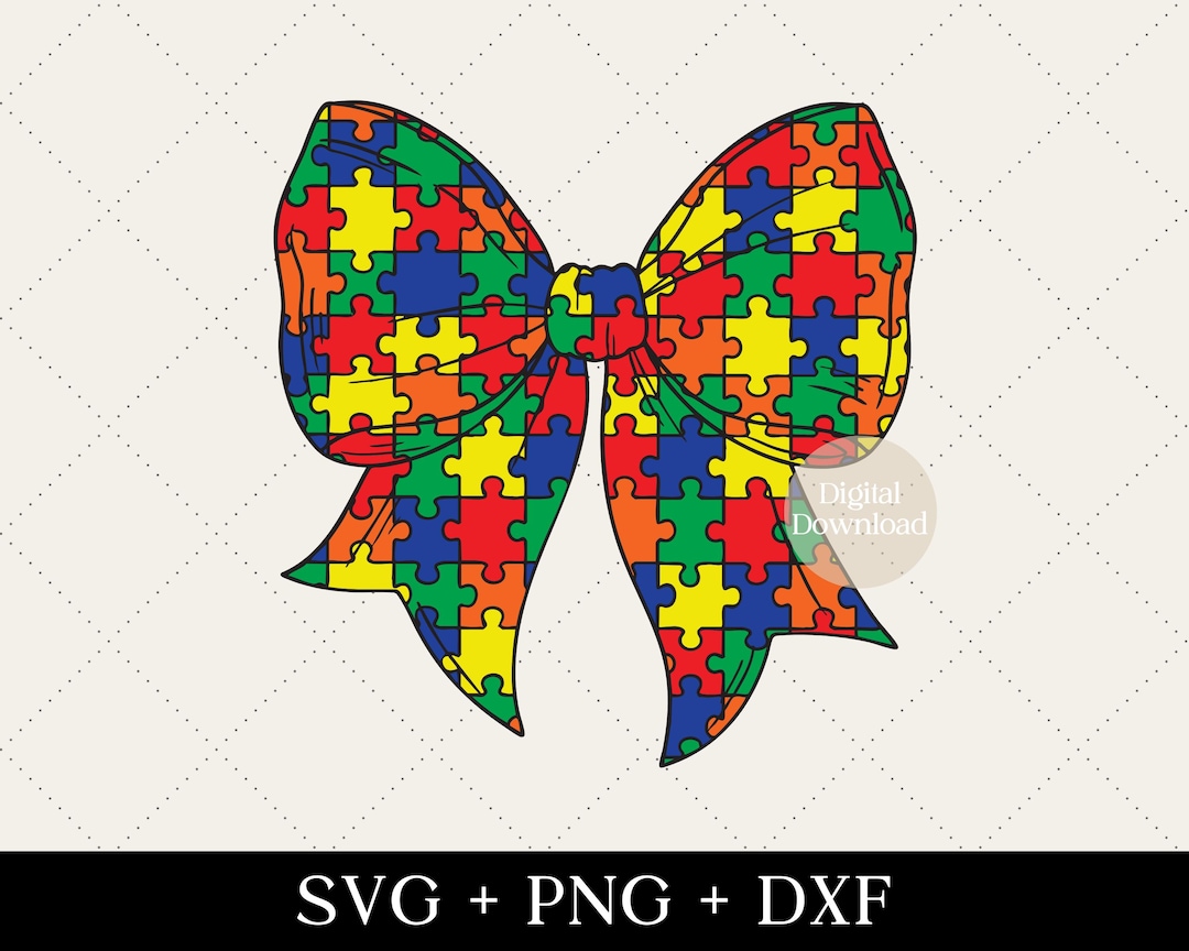 Autism Coquette Bow SVG PNG DXF, Autism Awareness Svg, Autism Ribbon ...