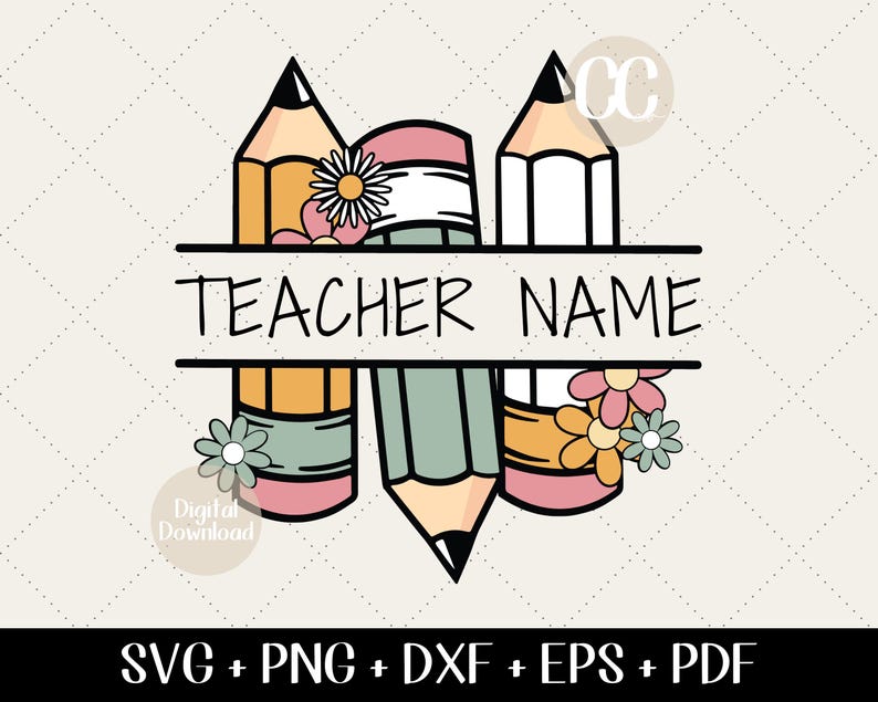 Teacher SVG | Pencil Name Frame | Instant Download | Teacher T-shirt ...