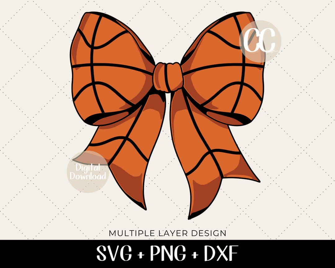 Basketball Coquette Bow SVG, PNG, DXF Sports Bow Cut File for Cricut ...