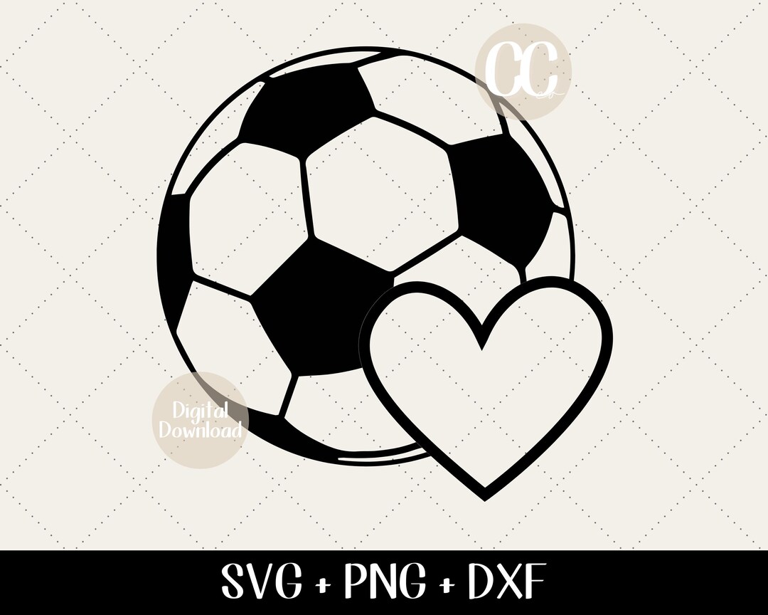 Soccer Ball With Heart for Jersey Number - Car Decal Instant Digital ...