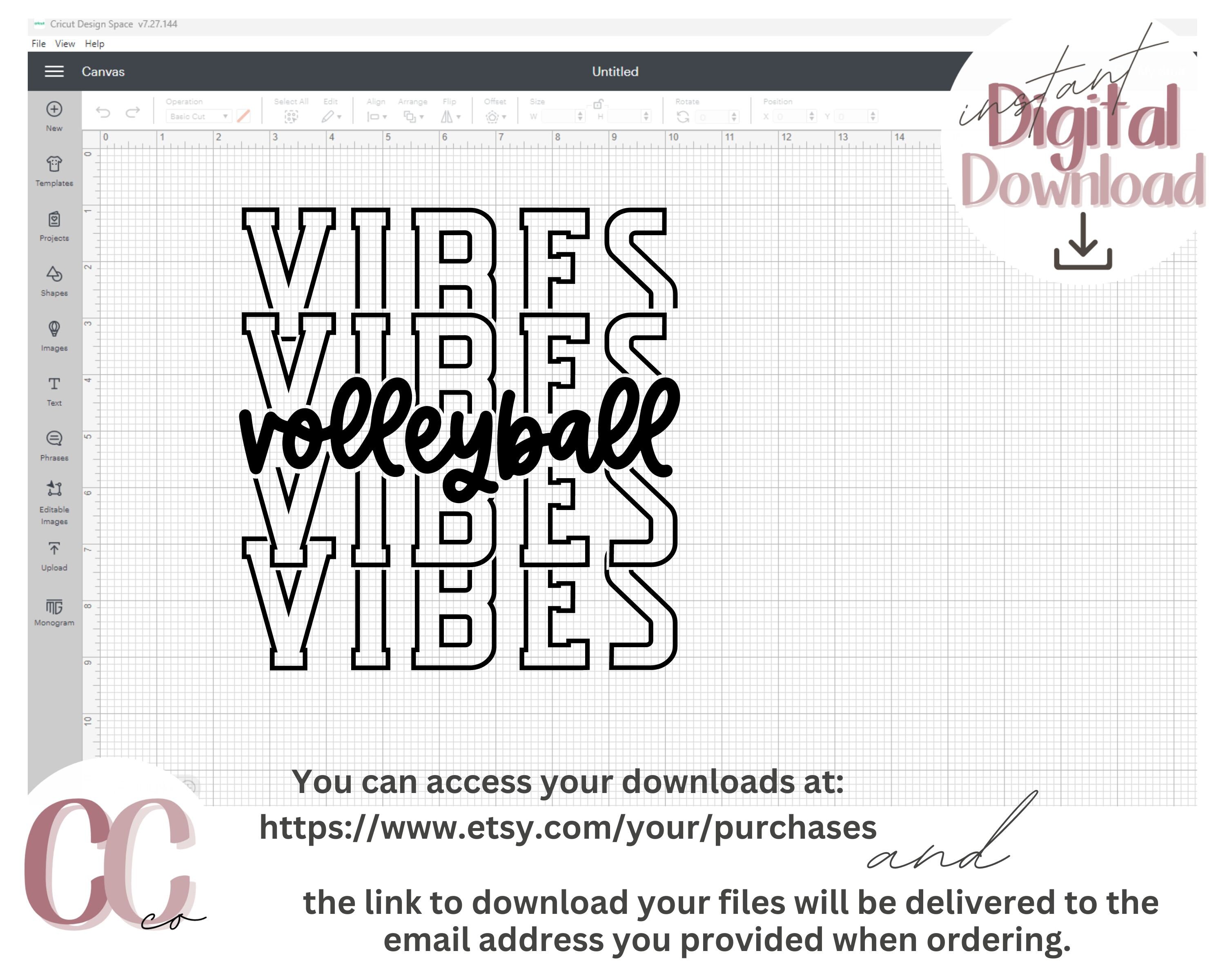 Volleyball Vibes Stacked SVG - Instant Digital Download - Personal and ...