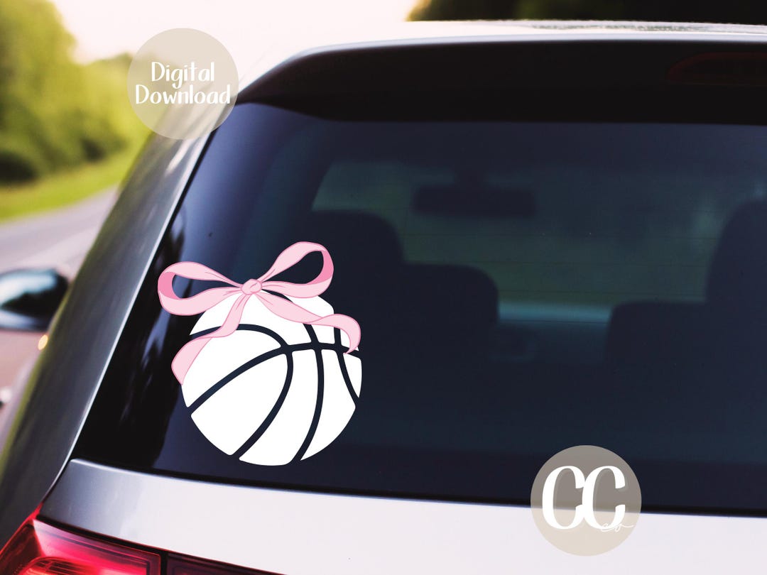 Basketball Pink Coquette Bow SVG, PNG, DXF - Sports Bow Cut File Bumper ...