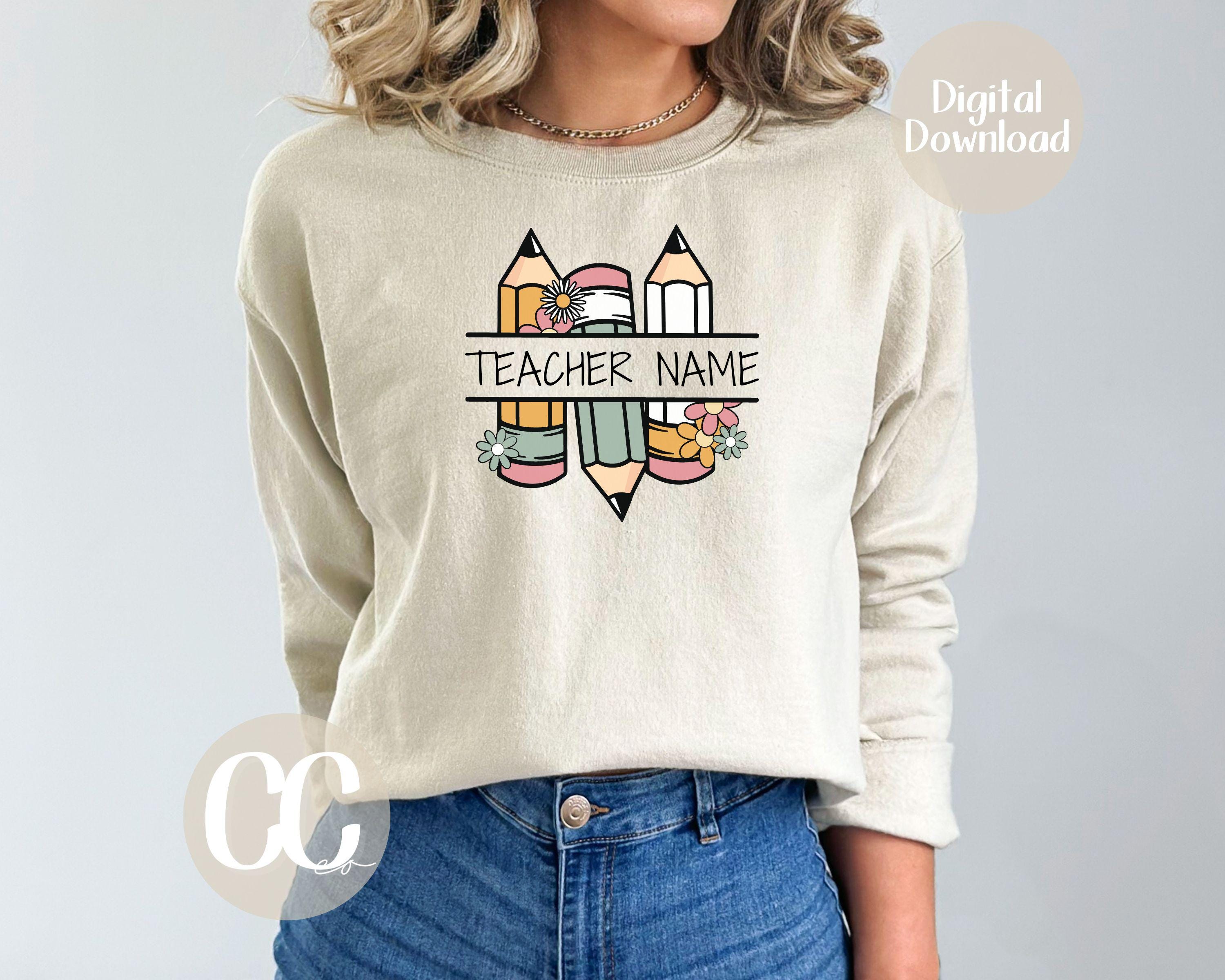 Teacher SVG | Pencil Name Frame | Instant Download | Teacher T-shirt ...