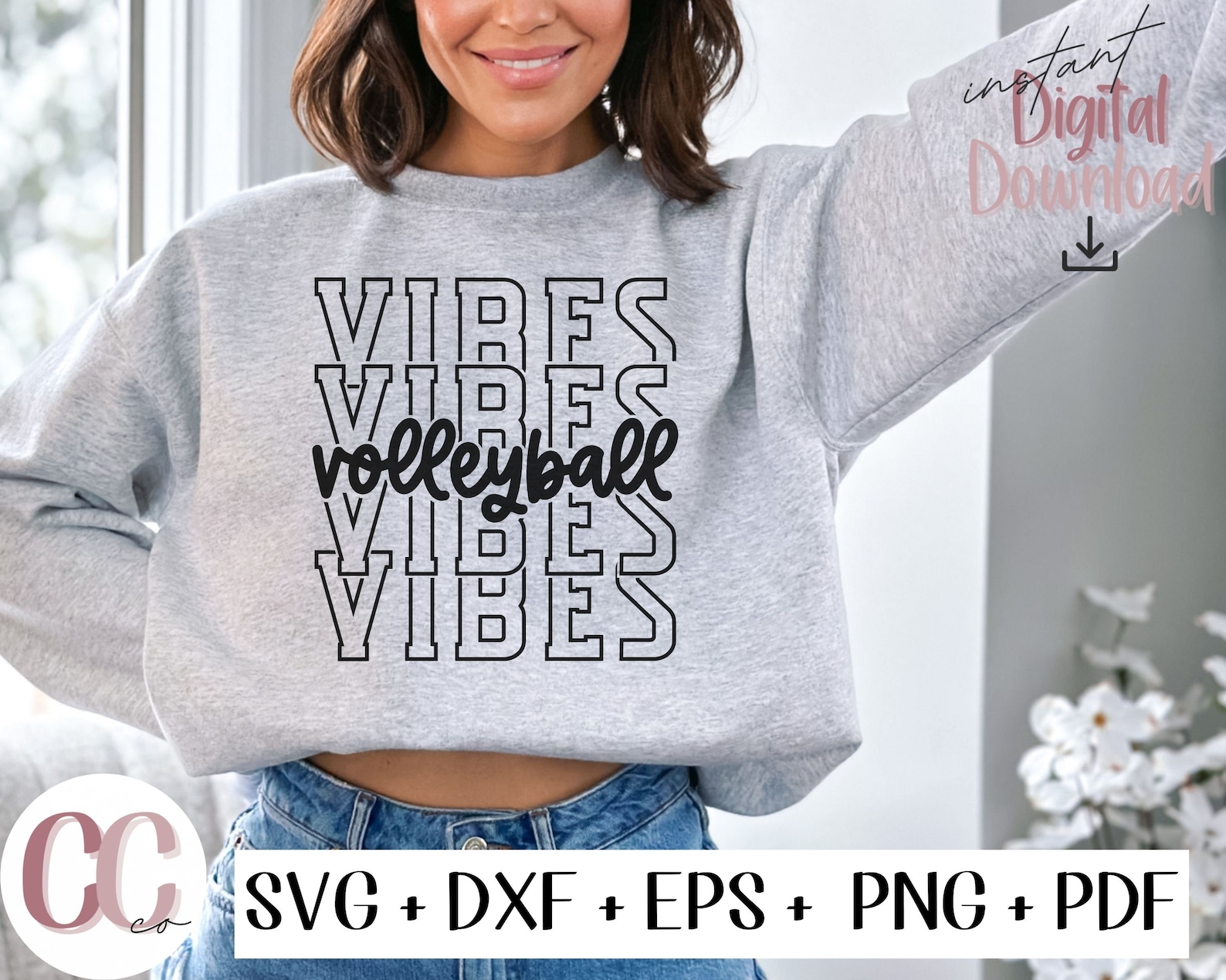 Volleyball Vibes Stacked SVG - Instant Digital Download - Personal and ...