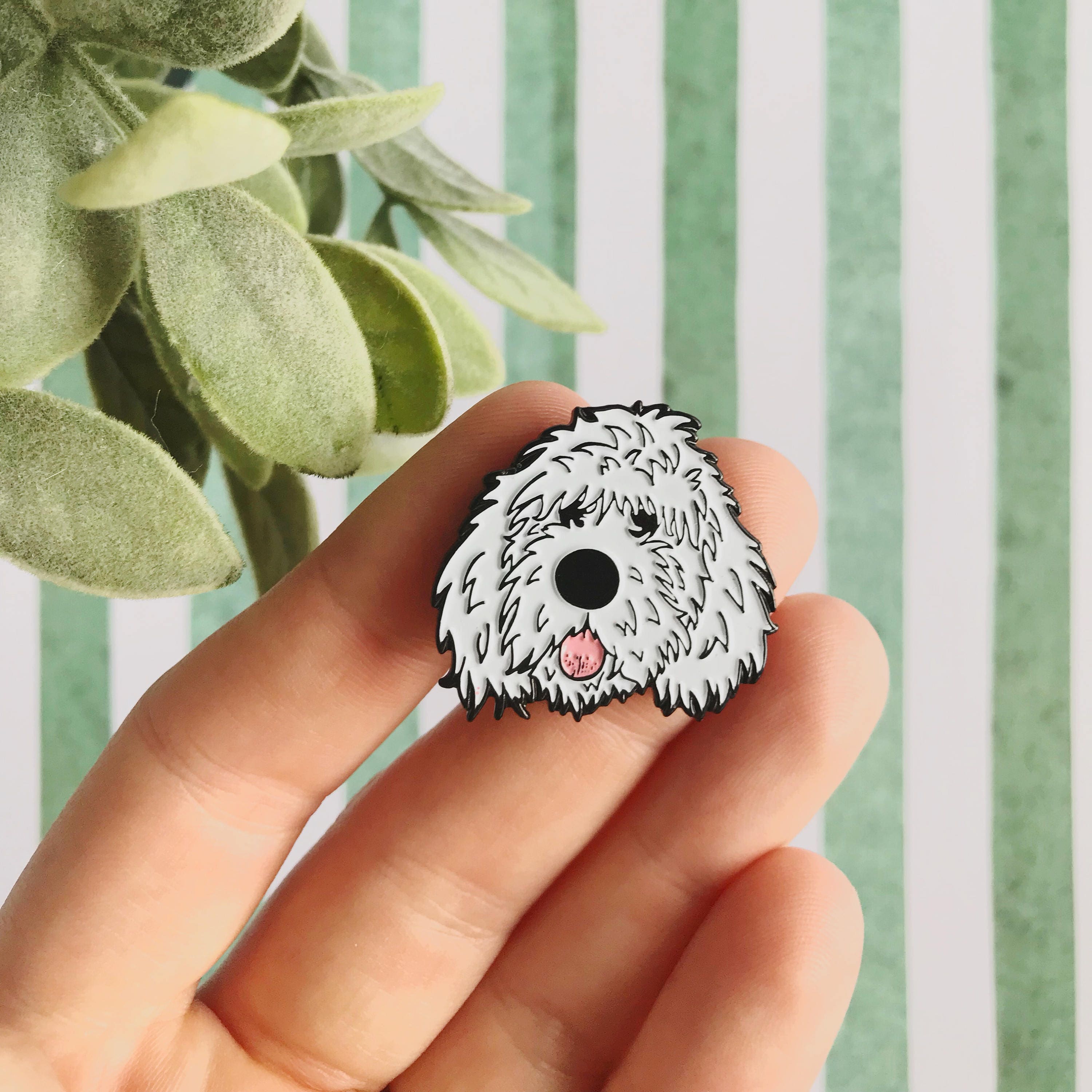 White doodle dog soft enamel lapel pin | Etsy