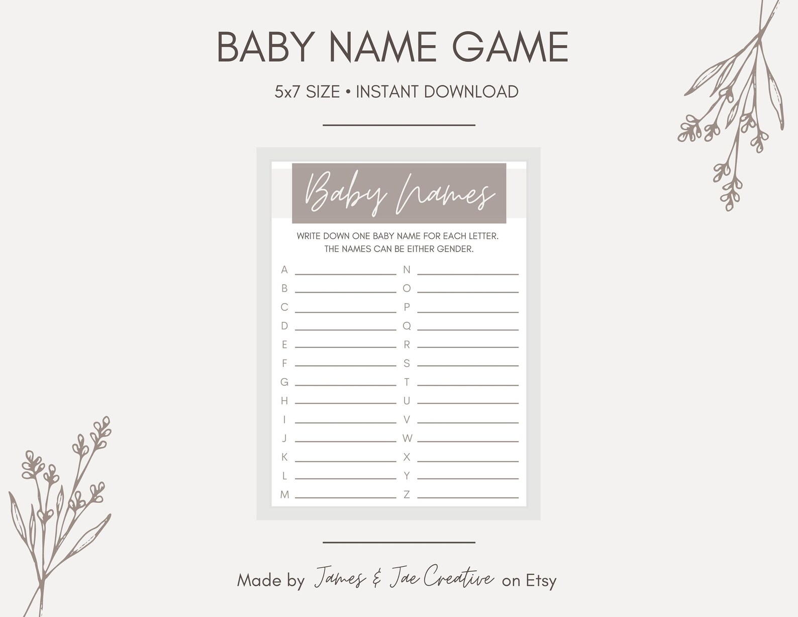 Baby Shower Game Baby Shower Game Printable Gender Neutral Baby Shower ...