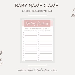 Baby Shower Game | Baby Shower Game Printable | Girl Baby Shower Game ...