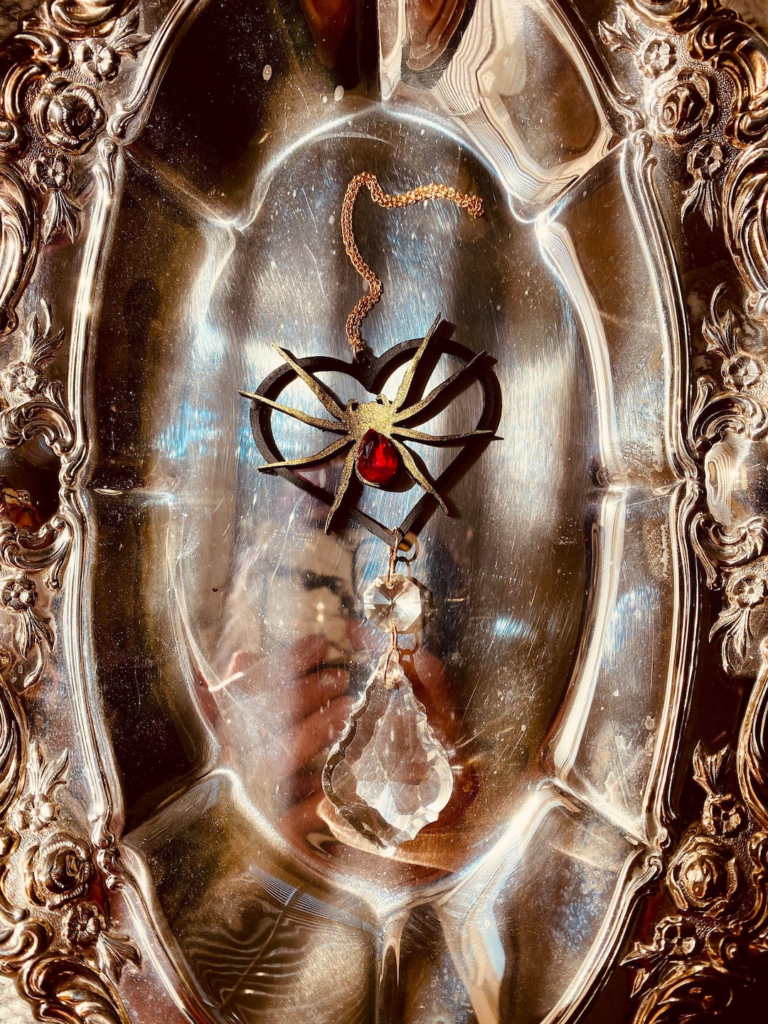 Gothic Sun Catcher, Sun Catcher, Goth Decor, Spider, Hanging Crystal ...