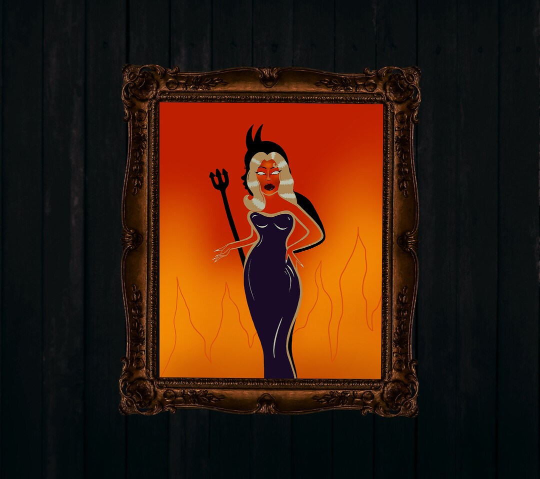 Gemini Queen Art Print 6x9, Gothic Home Decor, Spooky Decor, Pin Up ...