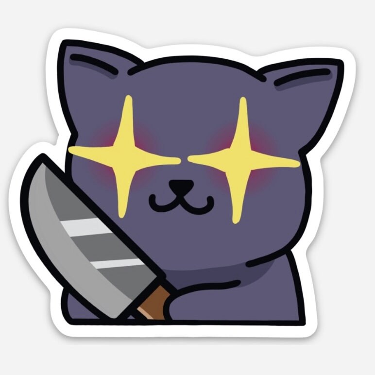Funny Black Cat Knife Sticker, Playful Quirky Decal - Etsy
