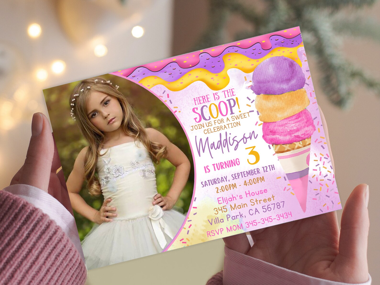 Ice Cream Invitation Ice Cream Invite Birthday Invitations - Etsy