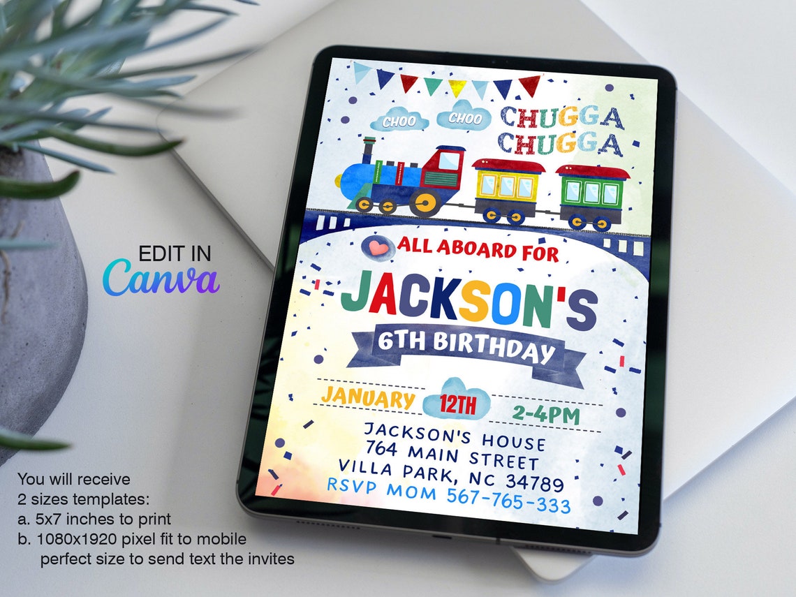 Train Birthday Invitation Train Invites Train Birthday - Etsy