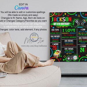 Video Game Birthday Sign, Milestone Poster, Chalkboard Birthday Poster ...