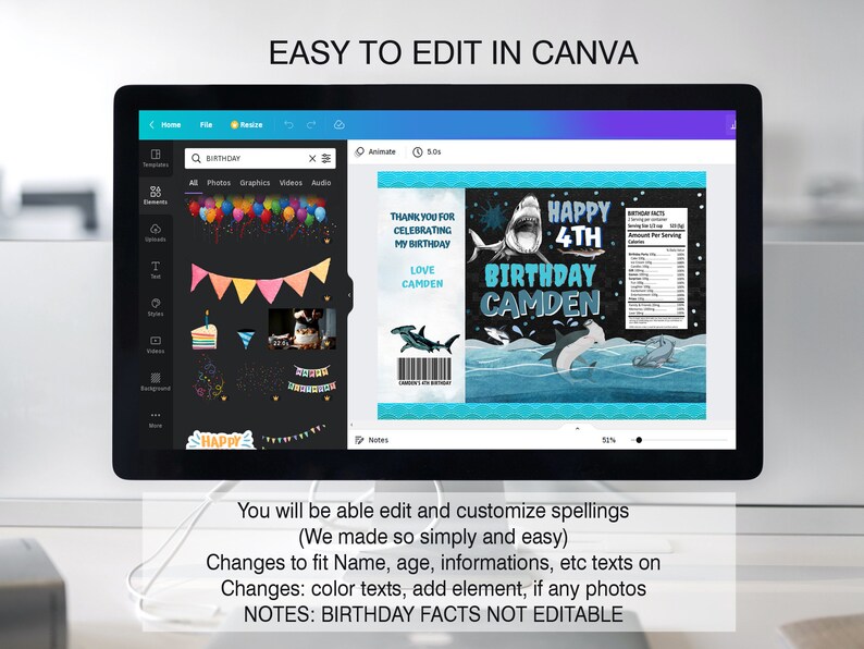 Shark Birthday Chip Bag Labels Chip Bag Template Shark Chip - Etsy