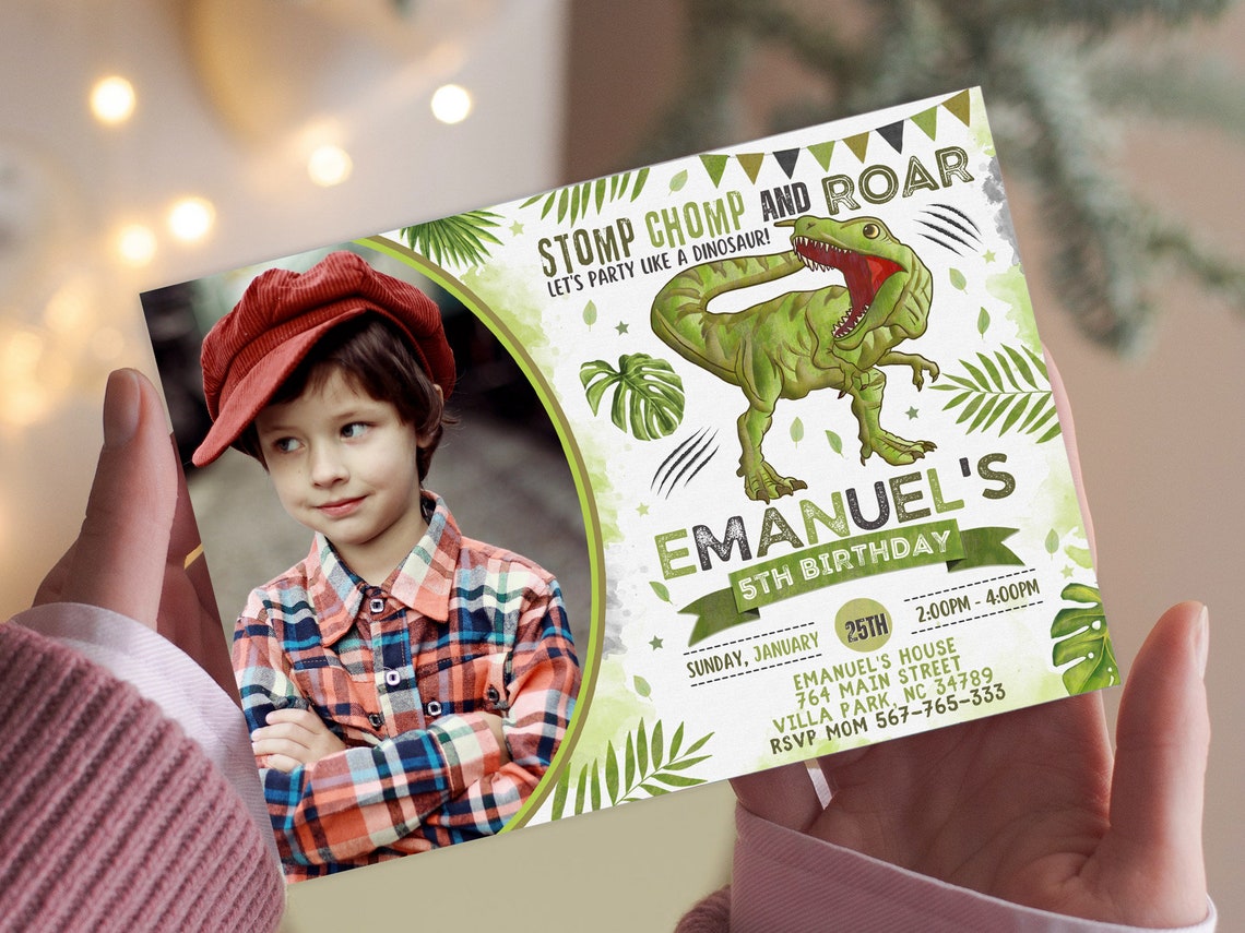 Dinosaur Invitation Dinosaur Invite Birthday Invitation for - Etsy