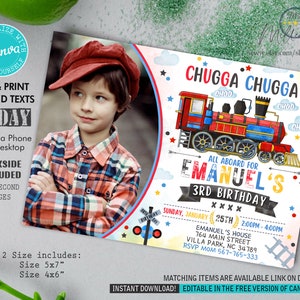 Train Birthday Invitation, Train Invite, Birthday Invitation for Boys ...