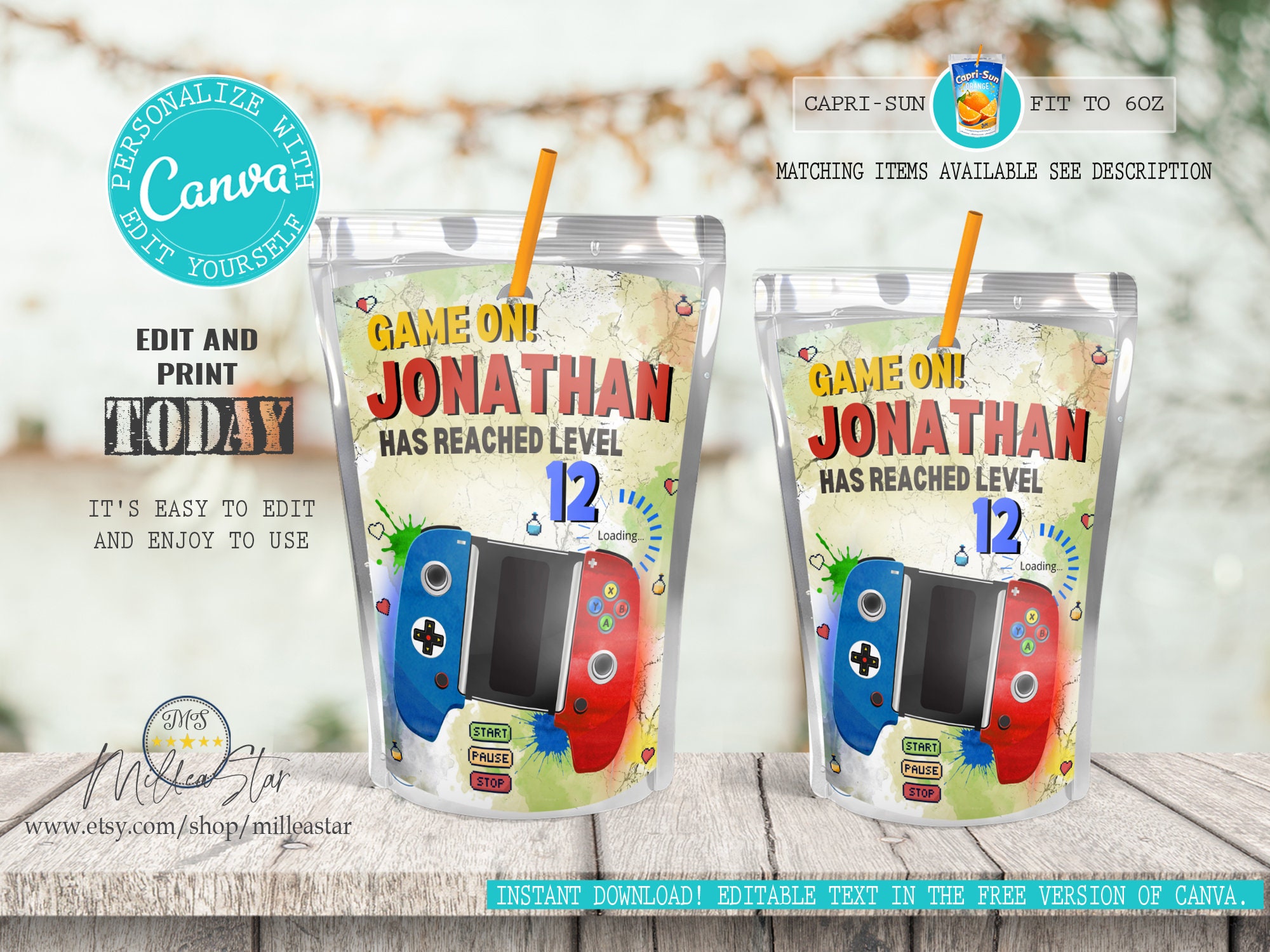 Game birthday party favors Gaming birthday capri sun labels Birthday ...