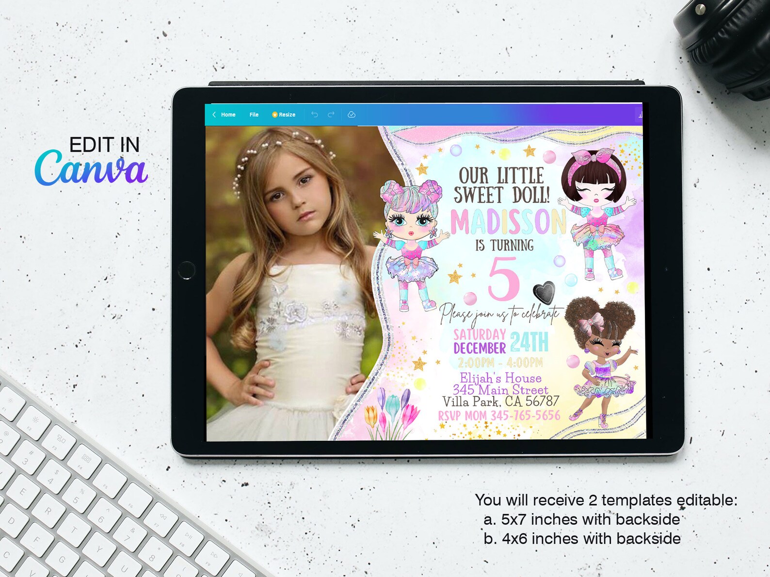 Baby Doll Invitation Dolly Party Invite Birthday Invitations - Etsy