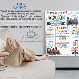 Train Birthday Sign, Milestone Poster, Chalkboard Birthday Poster for ...