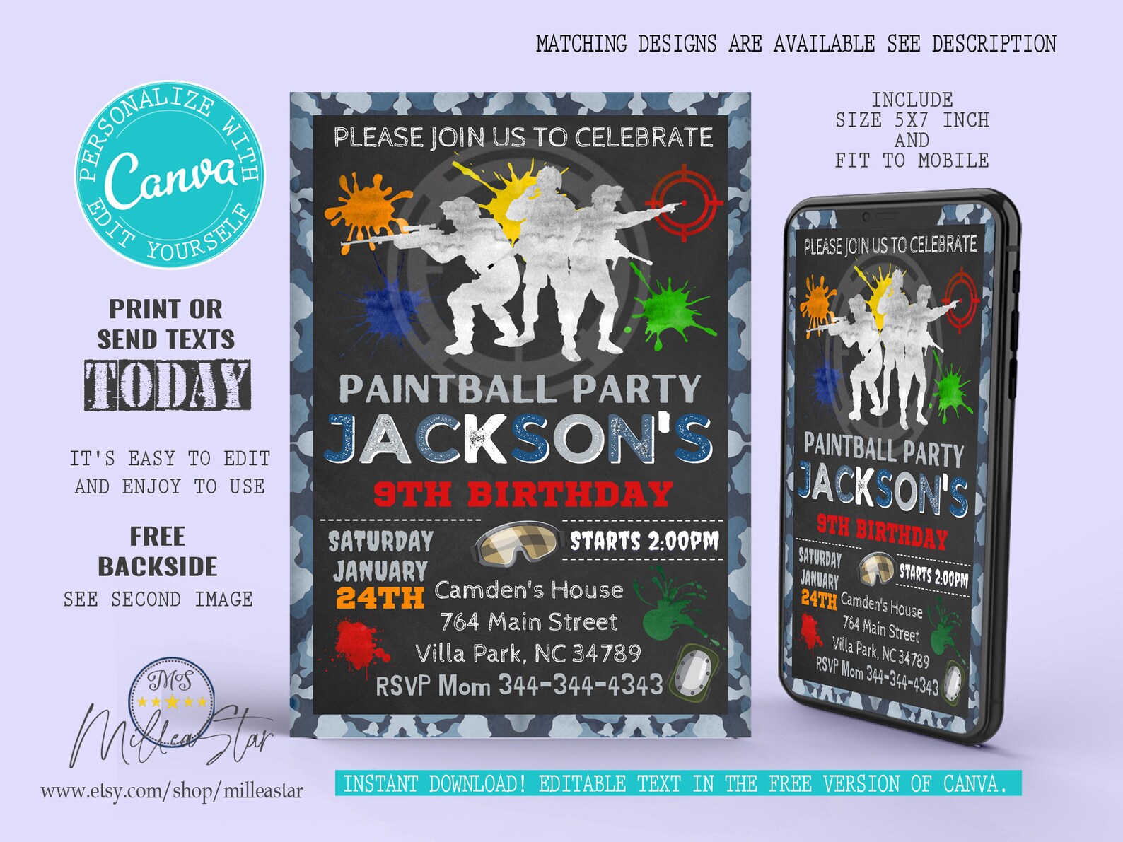 Paintball Invitation Paintball Invites Paintball Birthday - Etsy