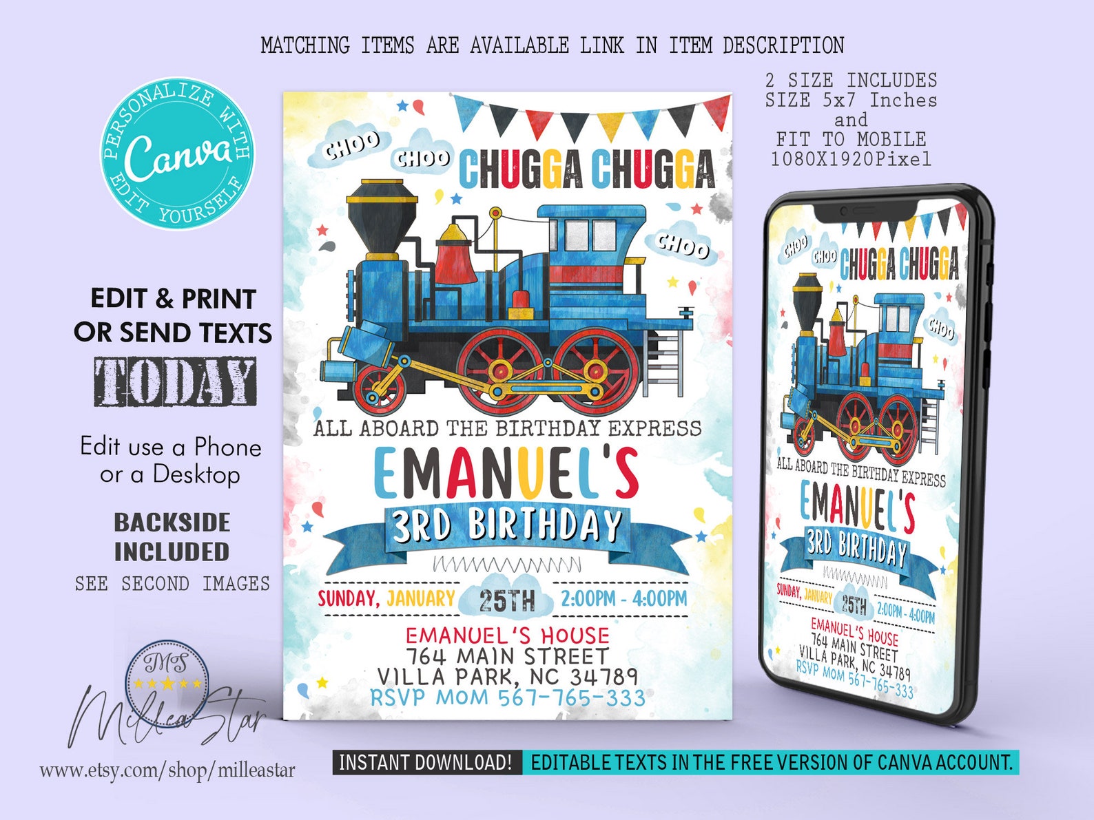Train Birthday Invitation Train Invite Birthday Invitation - Etsy